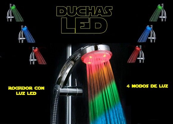 Duchas divertidas con brazo de ducha con luz led - DUCHAMANIA